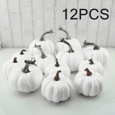 8 Inch White Plastic Pumpkins for Decorating–Large Artificial Foam ...