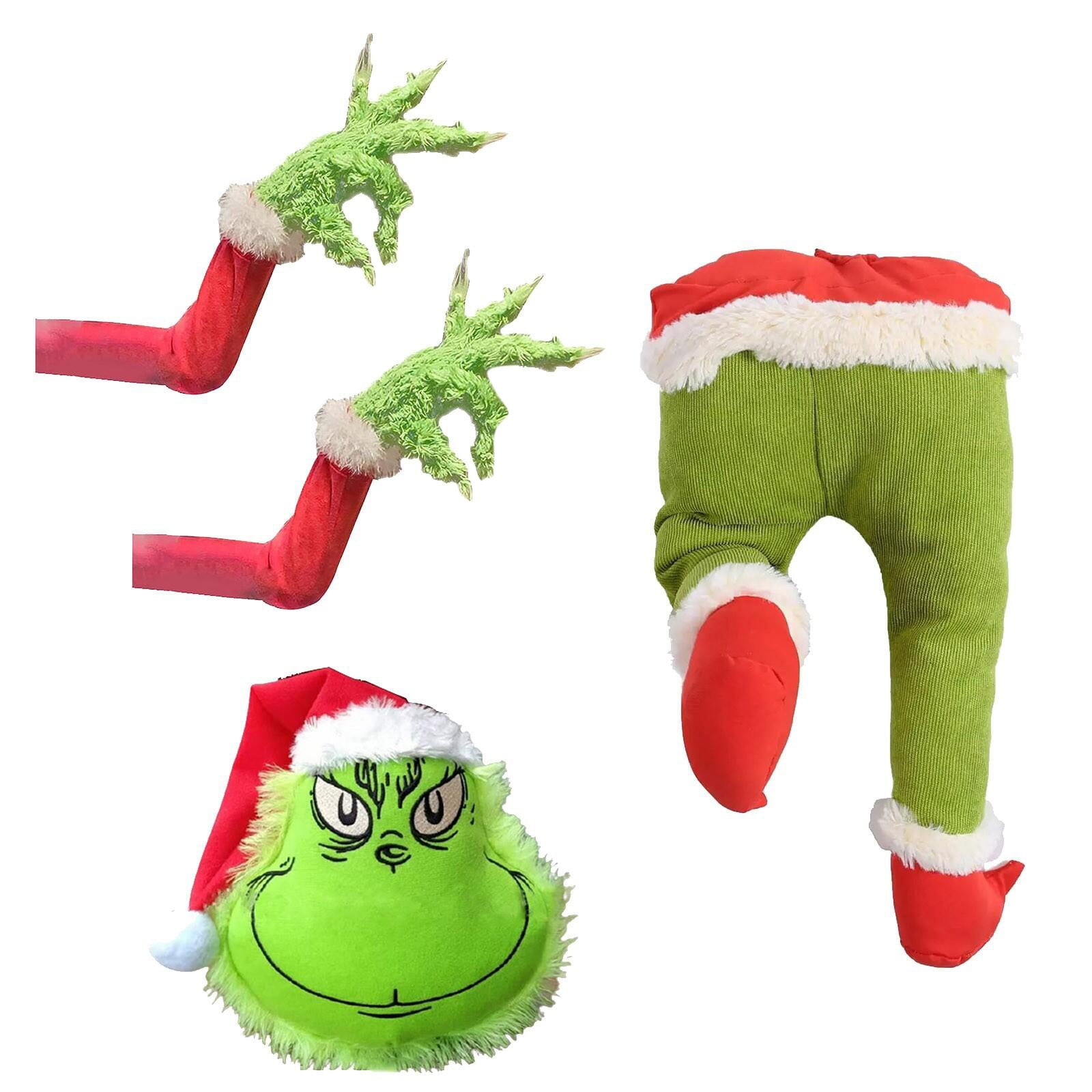 JUNBYONE 4PCS Grinch Plush Legs Head with Furry Green Arm, Thief Stole ...