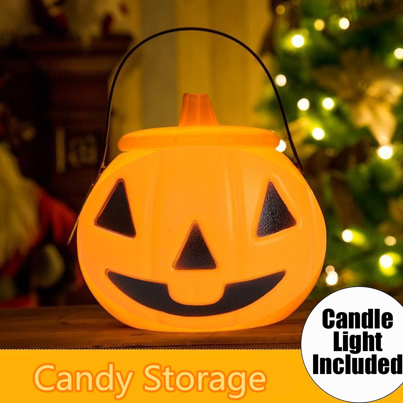JUNBYONE Halloween Candy Bowl, Animated Pumpkin Candy Holder, Lighted ...
