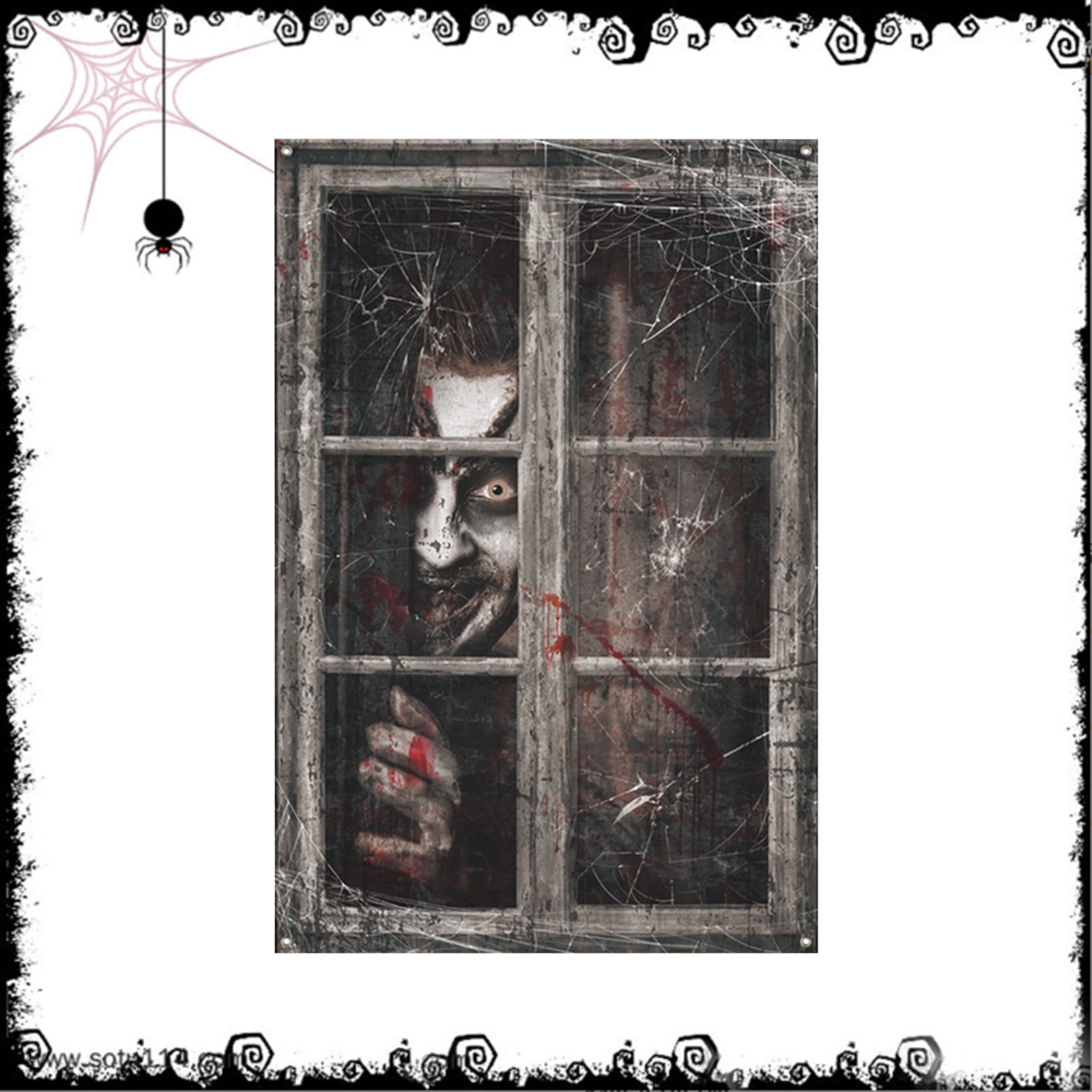 JUNBYONE Halloween Ghost Curtain Halloween Window Silhouette Scary ...