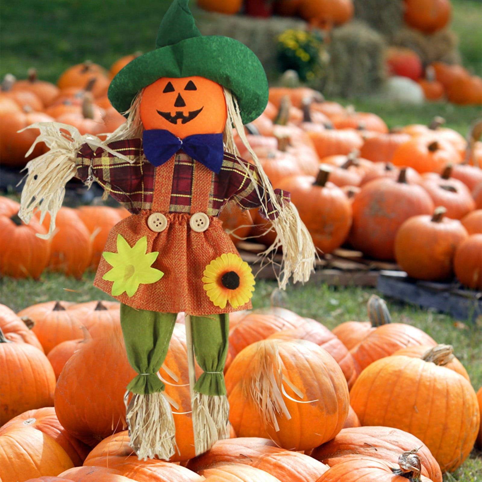 JUNBYONE Halloween Scarecrow Decoration Outdoor, Fall Harvest Scarecrow ...