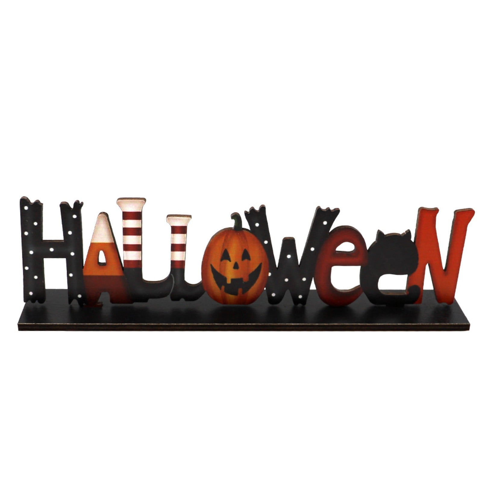 JUNBYONE Happy Halloween Table Decor Farmhouse Tabletop Block Sign ...