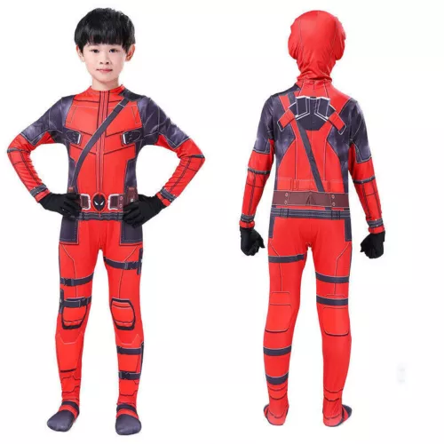 JUNBYONE Kids Deadpool Costume Superhero Cosplay Boy Lycra Morph Party ...