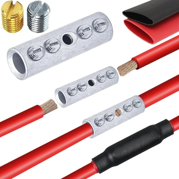 JUNCHI-00 Gauge Wire Butt Connectors 4 PCS Tinned Brass Mechanical Butt ...