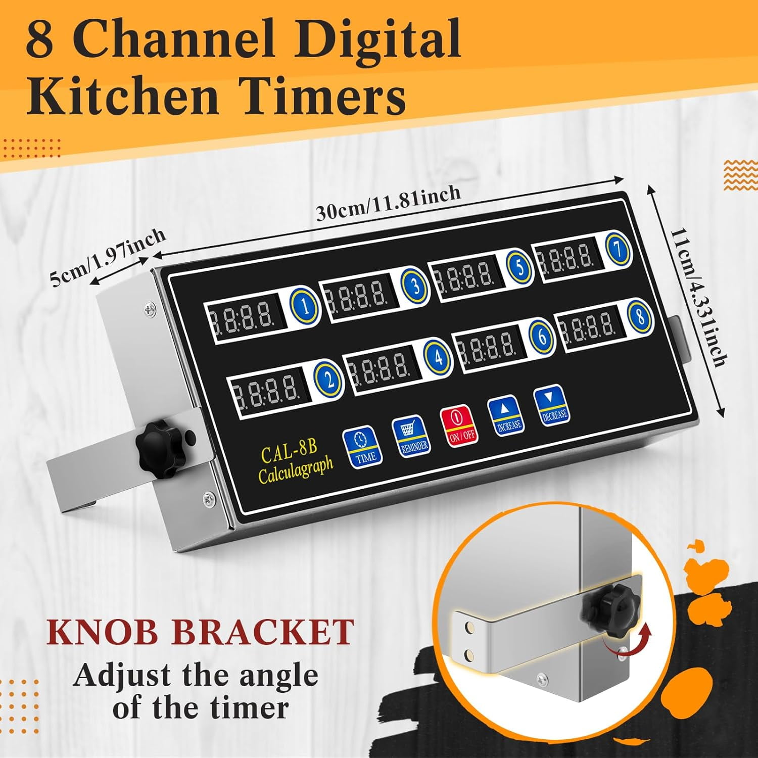 JUNCHI-1 Pack 8-Channel Digital Kitchen Timer, Commercial Cooking Timer ...