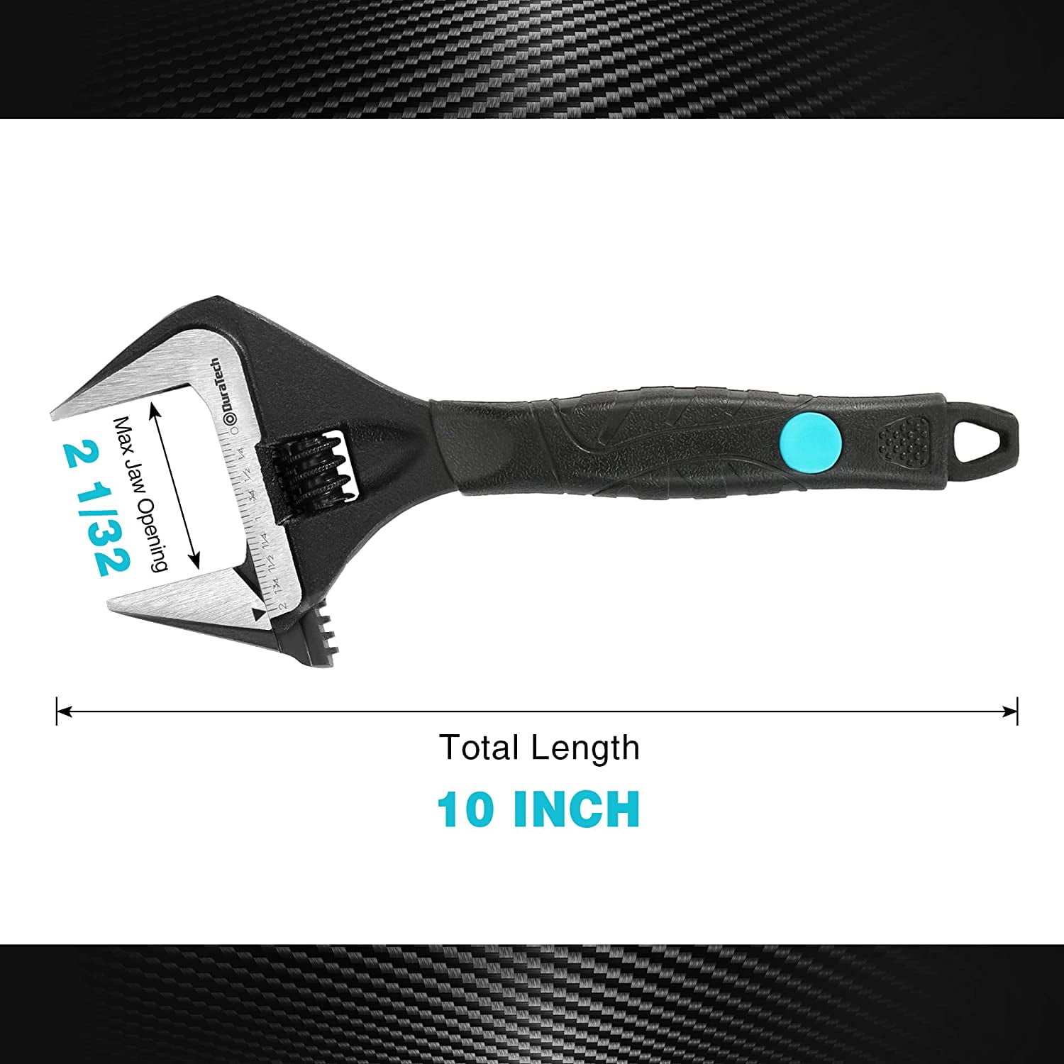 JUNCHI-10-Inch Adjustable Wrench, Wide Jaw Opening Black Oxide Finish ...