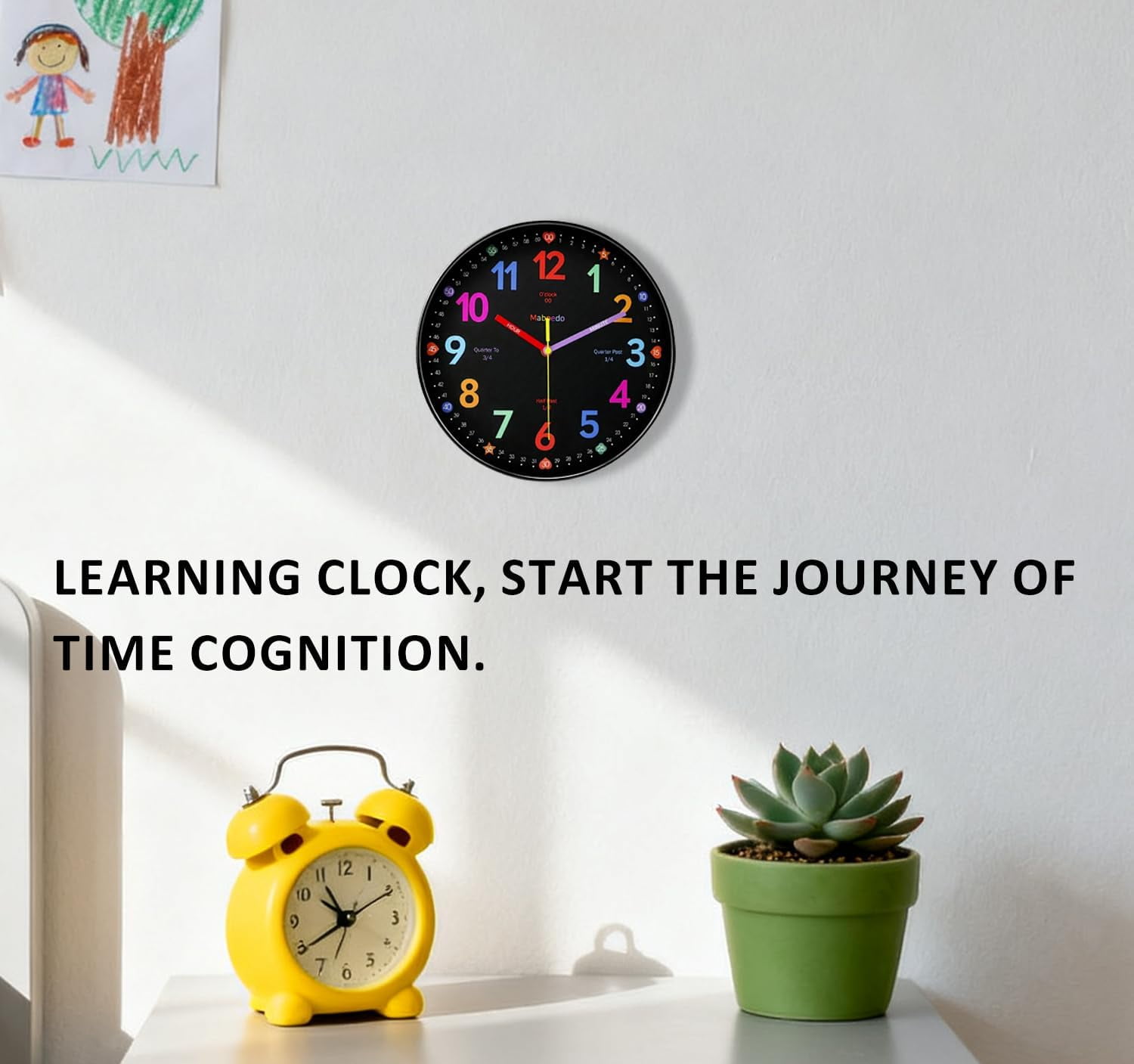 JUNCHI-10 Inch Classroom Clock for Kids Learning, Learning Wall Clock ...