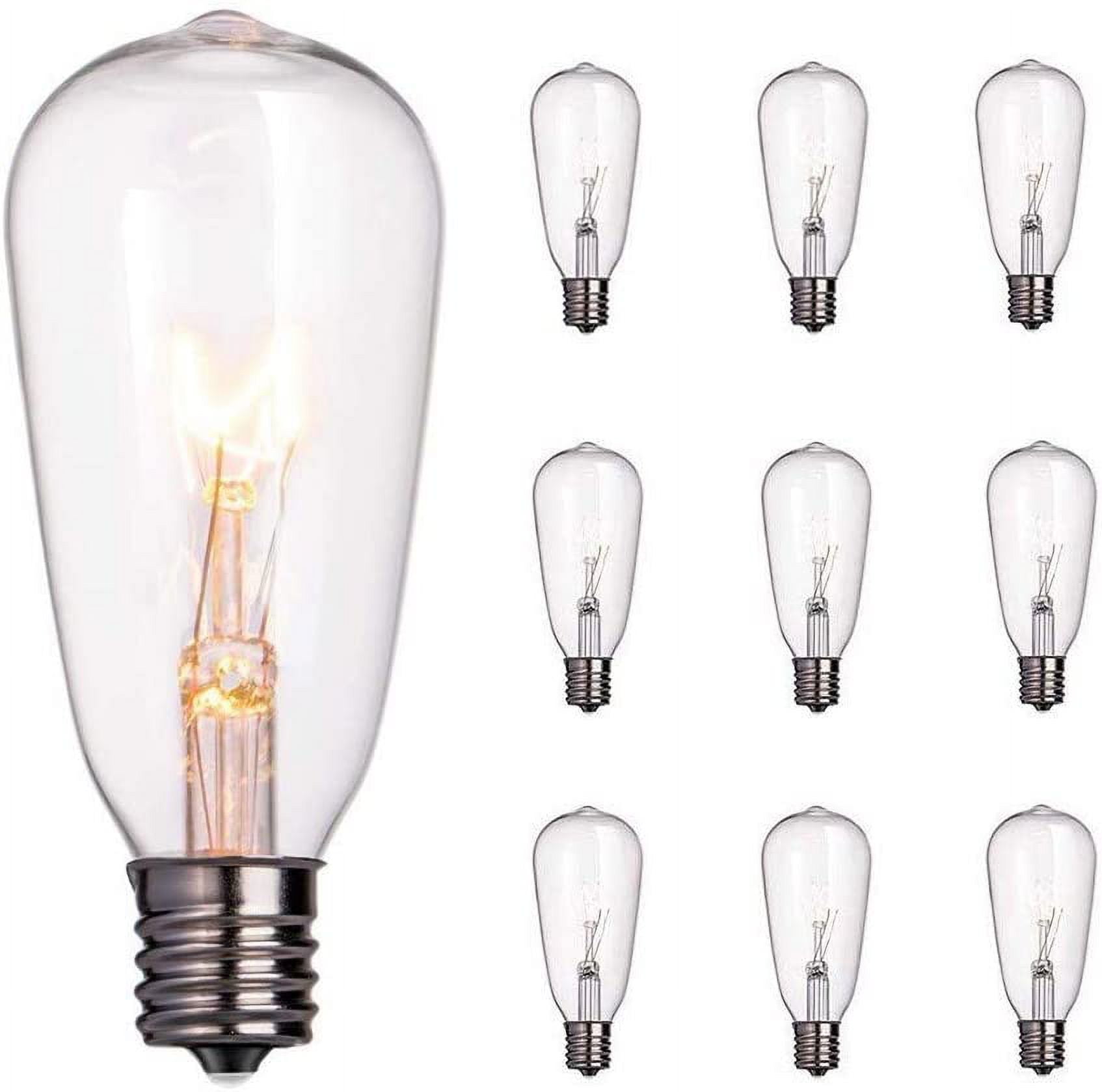 JUNCHI-10-Pack Edison Light Bulbs, 7-watt E17 Screw Base ST40 ...