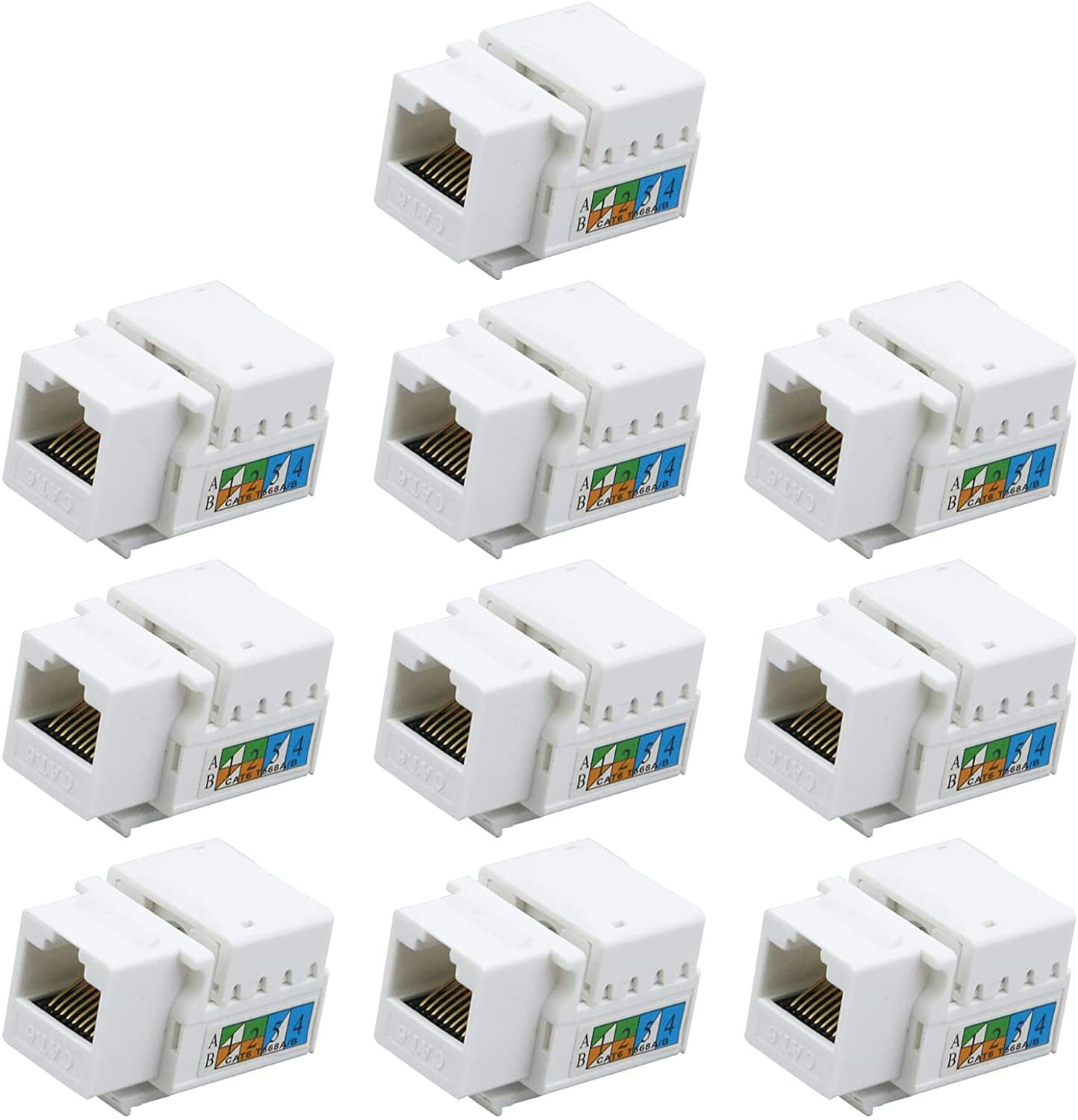 JUNCHI-10-Pack RJ45 Cat5e Keystone Jack Module Connector Adapter for ...