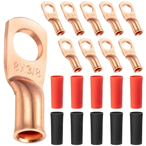 JUNCHI-10 Pack UL Test Wire Lugs 8 Gauge Stud Ring Terminals Heavy Duty ...