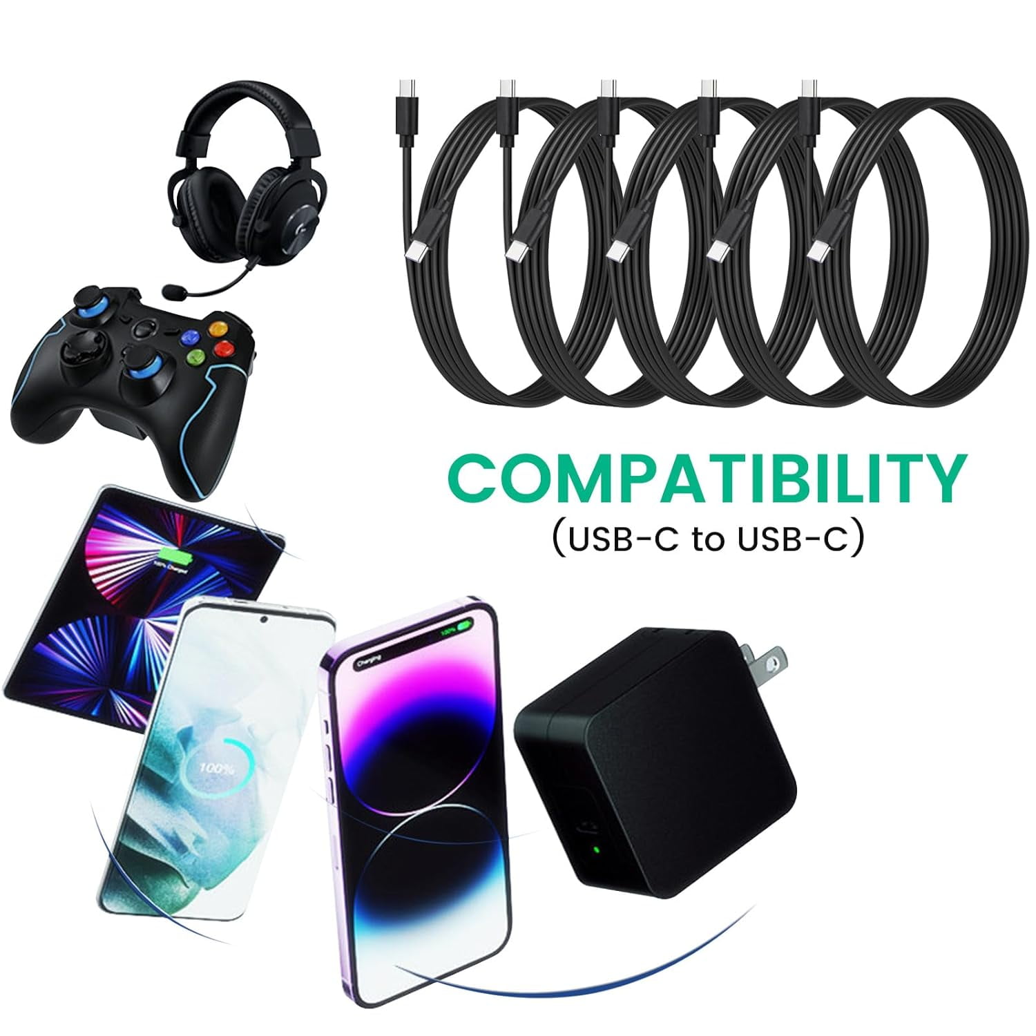 JUNCHI-10-Pack USB C to C Charger Cable, Multipack PD 48W Fast Charge ...