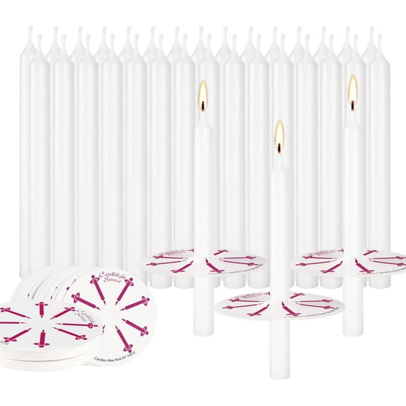 JUNCHI-100 White Odorless Taper Candles - Handheld with Drip Protection ...