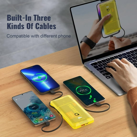 JUNCHI-10000mAh Portable Charger with AC Wall Plug,Q Slim USB C 20W ...