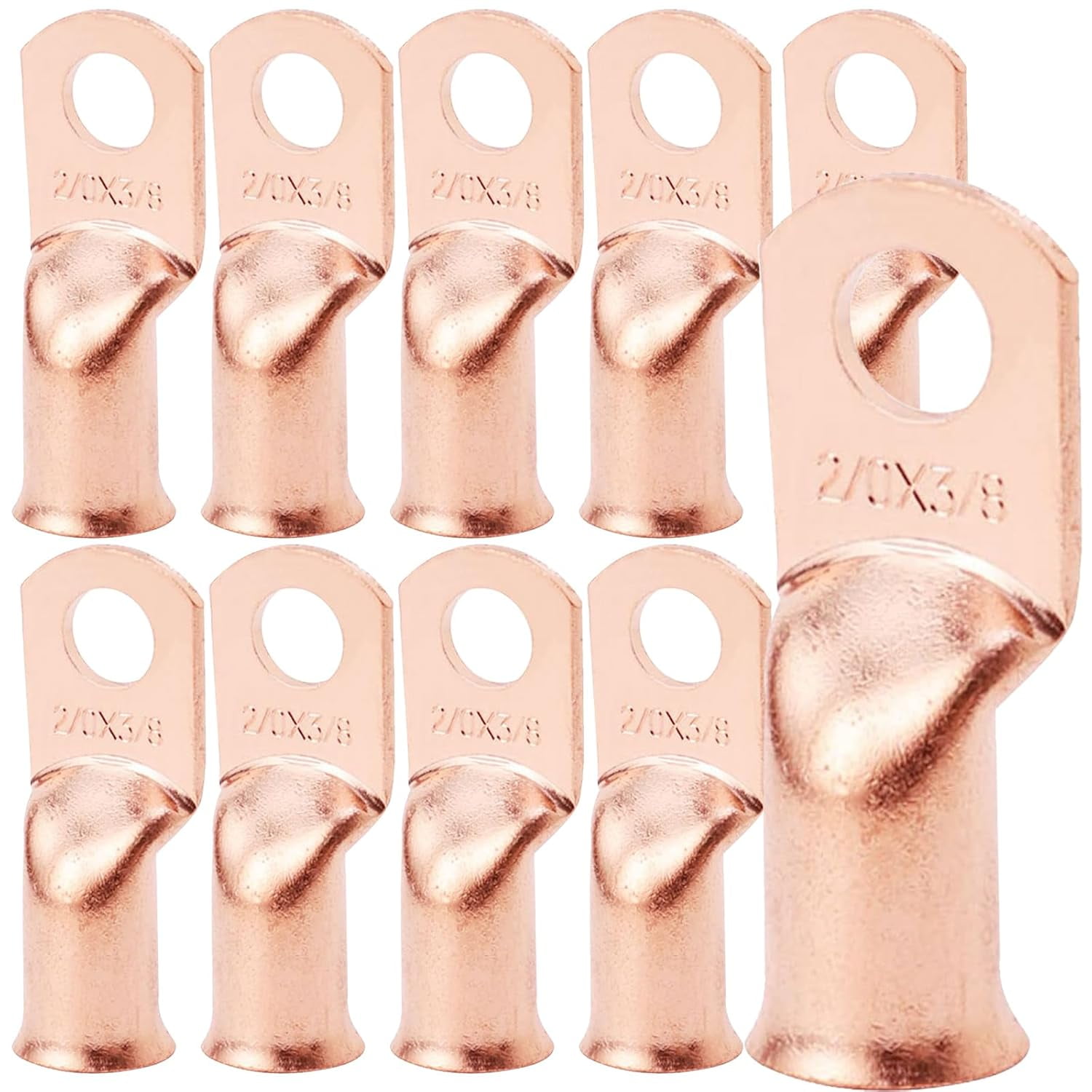 JUNCHI-10PCS Pack Heavy Duty Battery Lugs, 2/0AWG 3/8in M10 Battery ...