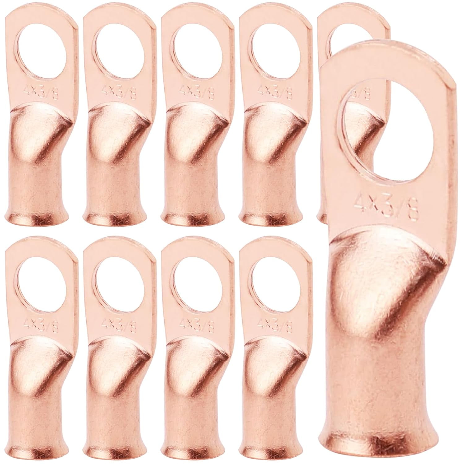 JUNCHI-10PCS Pack Heavy Duty Battery Lugs, 4AWG 3/8in M10 Battery Cable ...