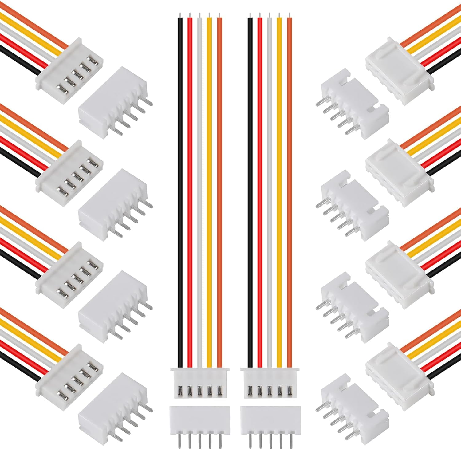 JUNCHI-10Pairs JST-XH Connector Kit, XH 2.54mm 5 Pin Header Male and ...