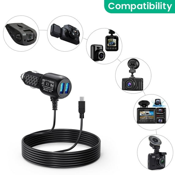 JUNCHI-11.5ft Mini USB Charger Cable for Rexing V1 V3 V5 & Rove R2 ...