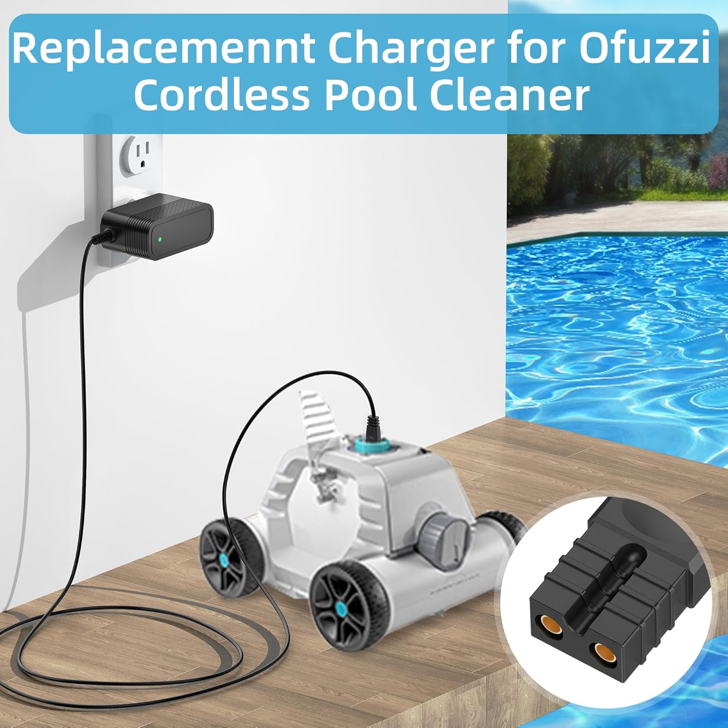 JUNCHI-12.6V Charger for Ofuzzi Cyber Pool Cleaner Adapter Compatible ...
