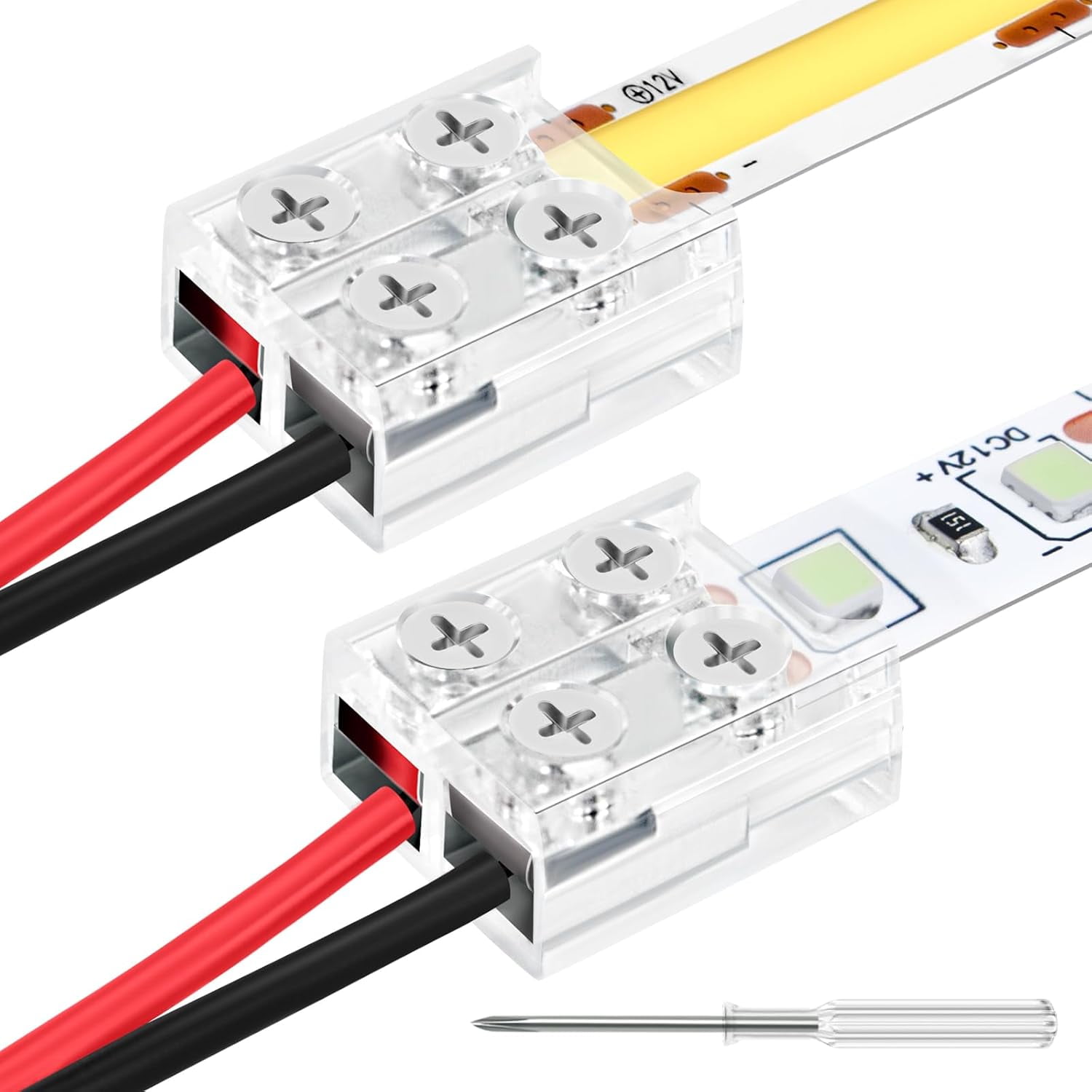 JUNCHI-12 Pack 2Pin 8mm LED Strip Lights Connector and 5 * 15cm 20AWG ...