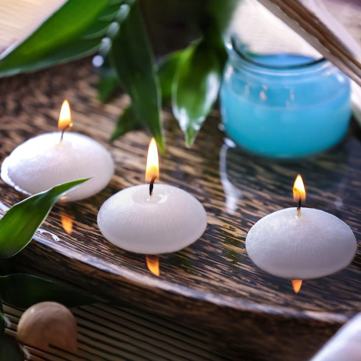 JUNCHI-12 Pack 3 Inch White Floating Candles, 10 Hour Unscented ...