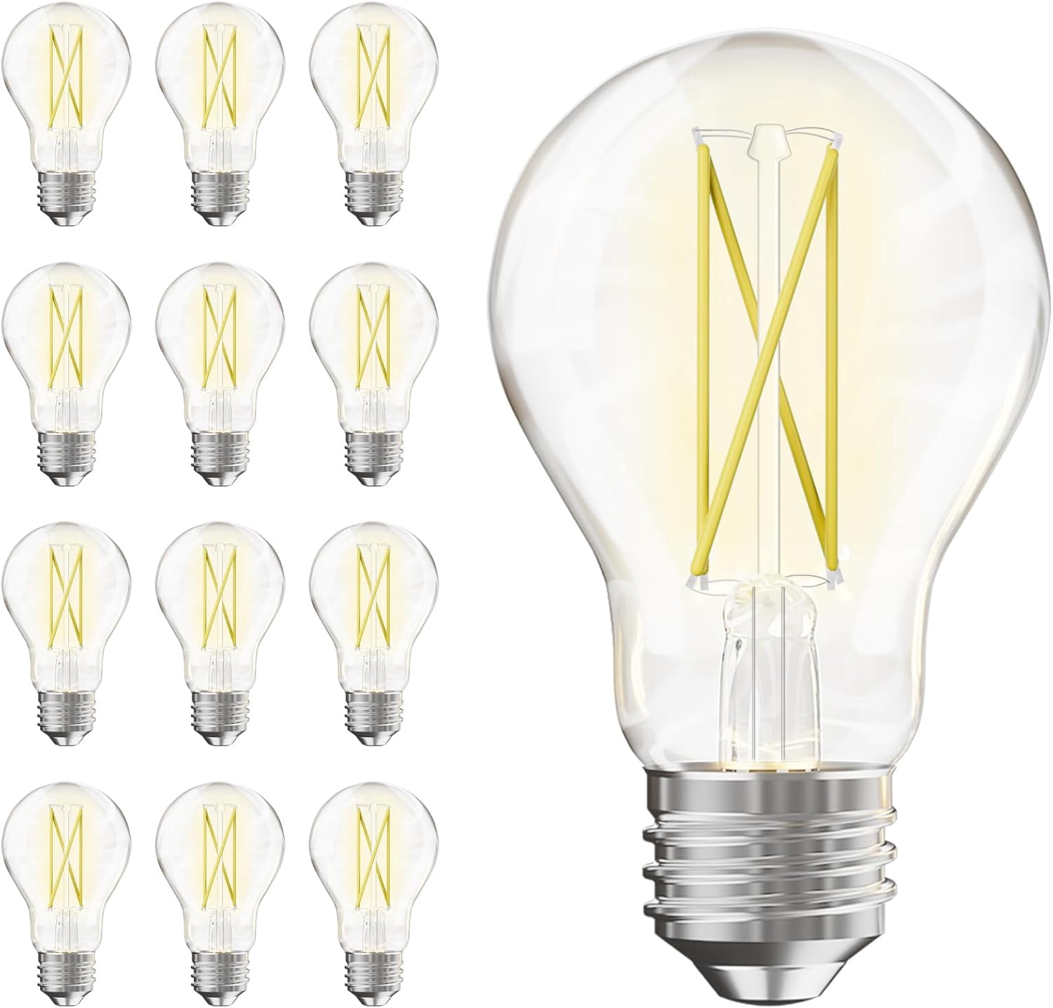 JUNCHI-12 Pack A19 Vintage LED Edison Bulbs, Dimmable, 60W Equivalent ...