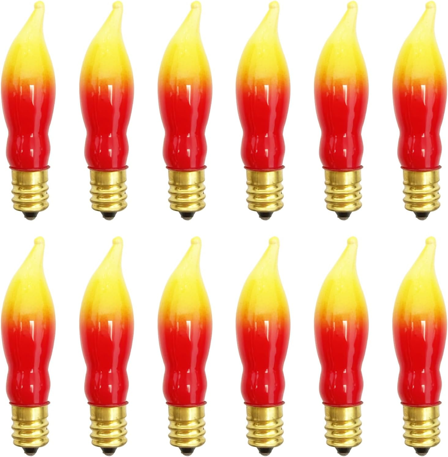 JUNCHI-12 Pack Flame Lights Bulb, Red &Yellow Flame Shaped Bulb for ...