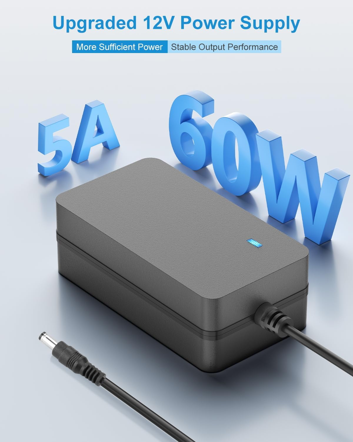 JUNCHI-12V Power Supply 5A AC Adapter 100~240V 50-60hz 12 Volt 5 Amps ...