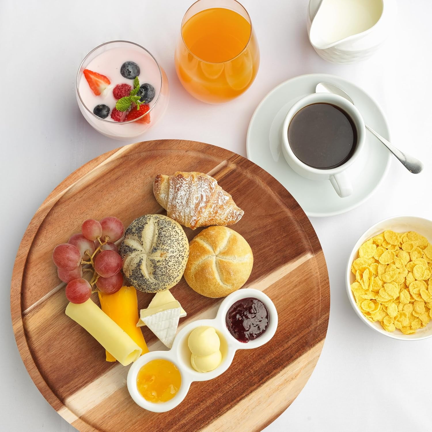 JUNCHI-12in Wooden Lazy Susan Rotating Turntable Organizer Serving ...