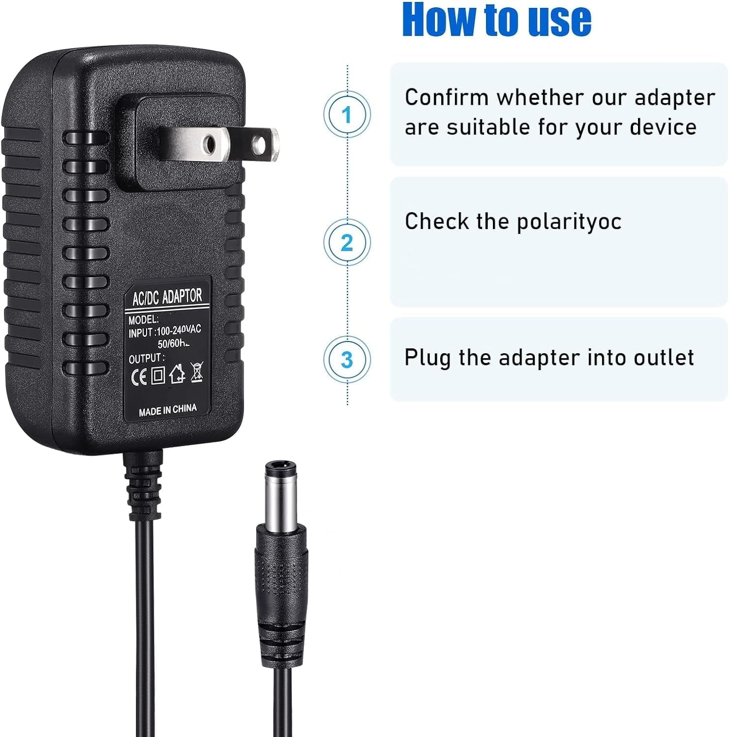 JUNCHI-13.5V 1A AC/DC Adapter Power Supply 1 Amp 13.5 Volt Replacement ...