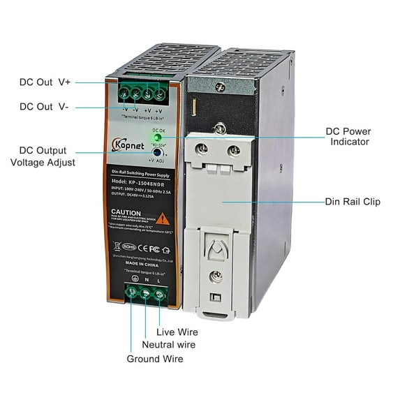 JUNCHI-150W 48V Din Rail Mount Power Supply 48V Output AC-DC Industrial ...