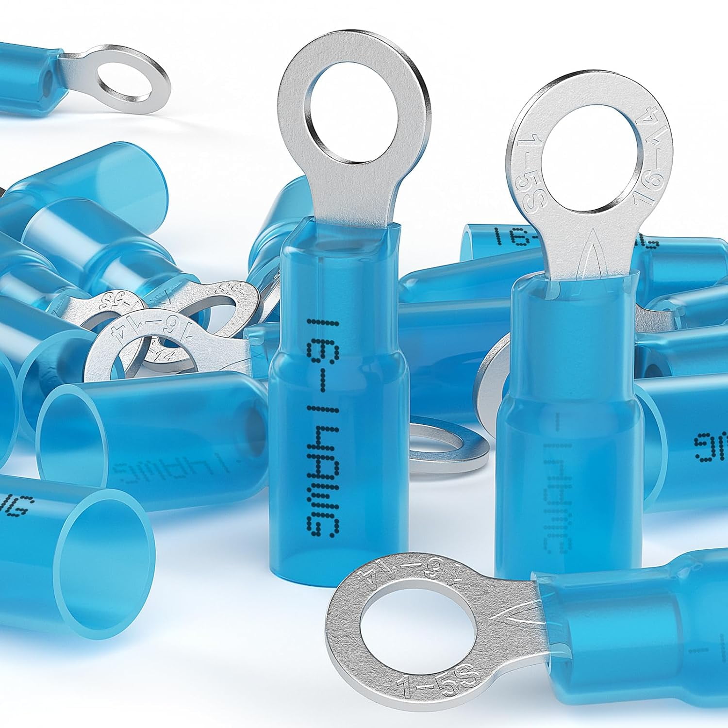 JUNCHI-16-14 AWG - #10 Heat Shrink Ring Terminals, Copper Terminal ...