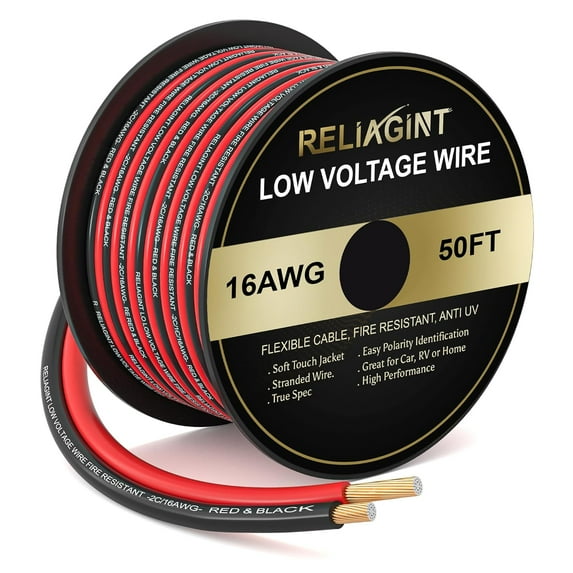 JUNCHI-16 Guage 50FT Electric Wire for Low Voltage Application, LED, RV ...