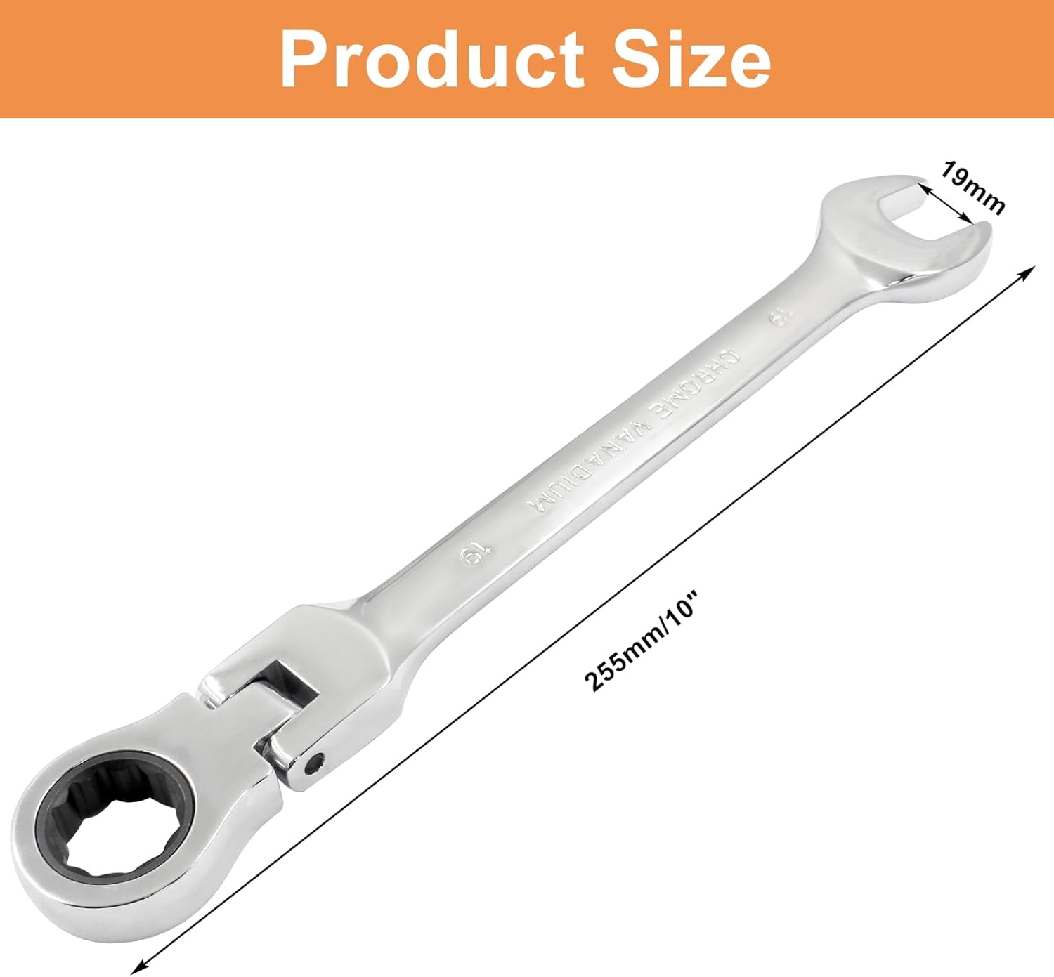 JUNCHI-19mm Flex-Head Ratcheting Wrench, Professional Metric Ratchet ...