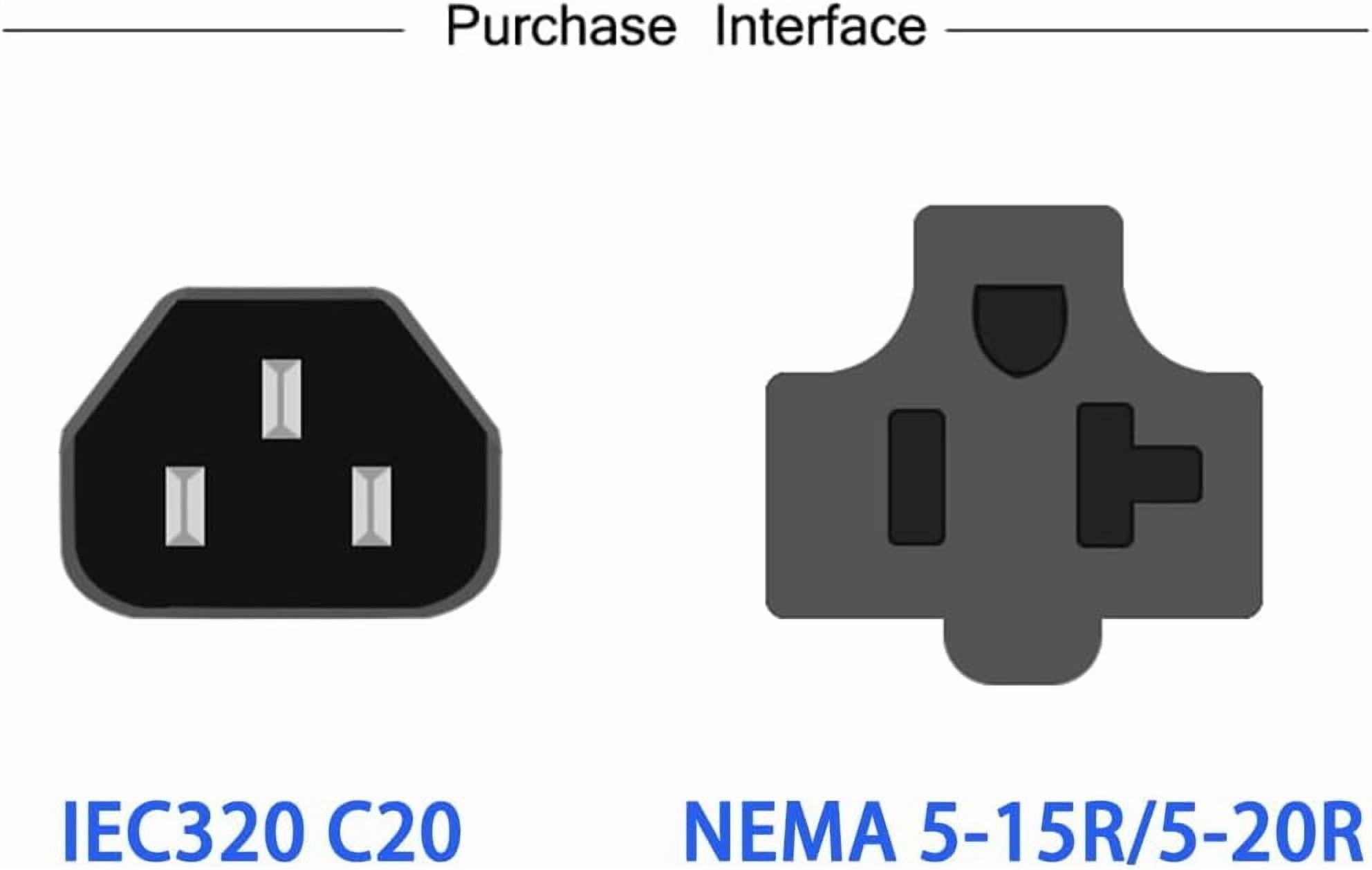 JUNCHI-1FT IEC320 C14 to NEMA 5-15R/5-20R PDU USA UPS Conversion Power ...