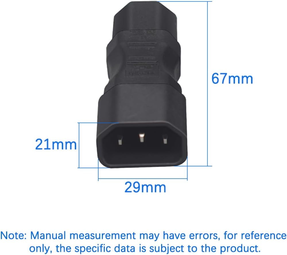 JUNCHI-2 Pack C13 to C14 Adapter,IEC320 C14 to C13 AC Plug Adapter Male ...