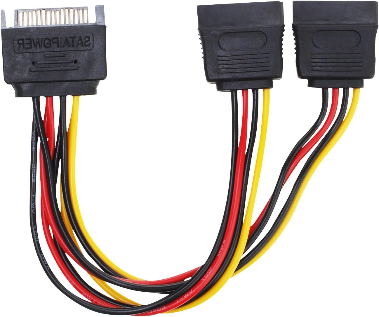 JUNCHI-2 Pack Power Y Splitter Cable, 15 Pin SATA Male to Dual Female 7 ...