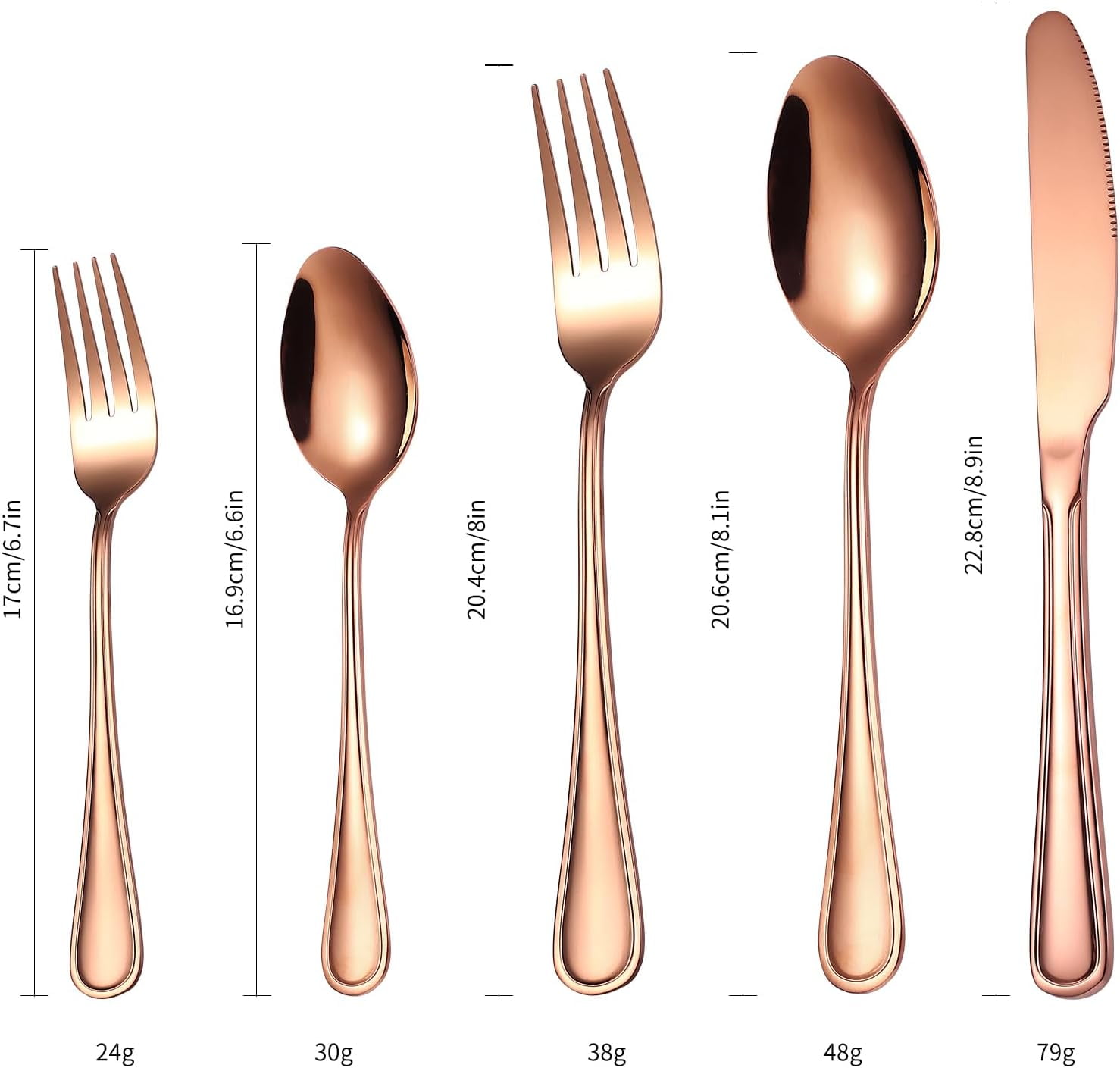JUNCHI-20 Pieces Rose Gold Flatware Set for 4 Person Luxury Stainless ...