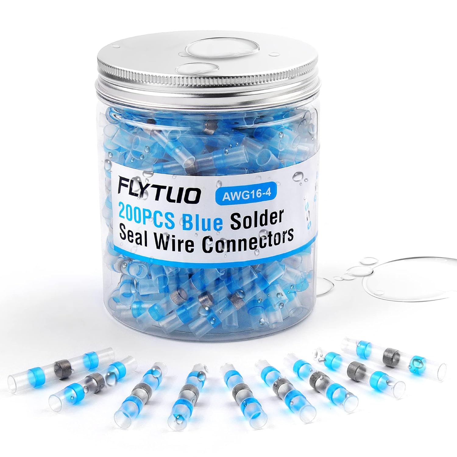 JUNCHI-200PCS Blue Solder Seal Wire Connectors, AWG16-14 Marine Grade ...