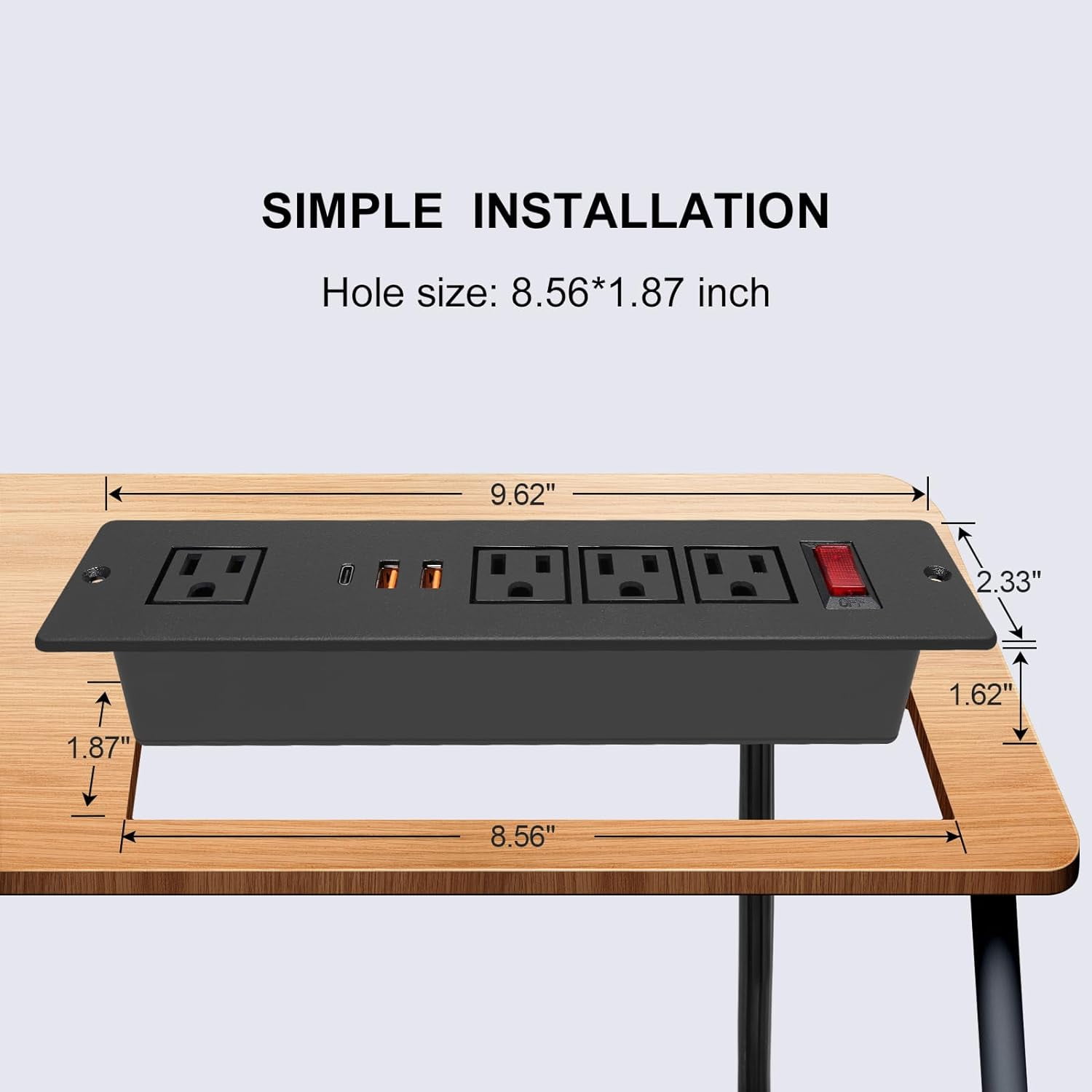 JUNCHI-20W USB C Recessed Power Strip, Fast Charge Flush Mount ...