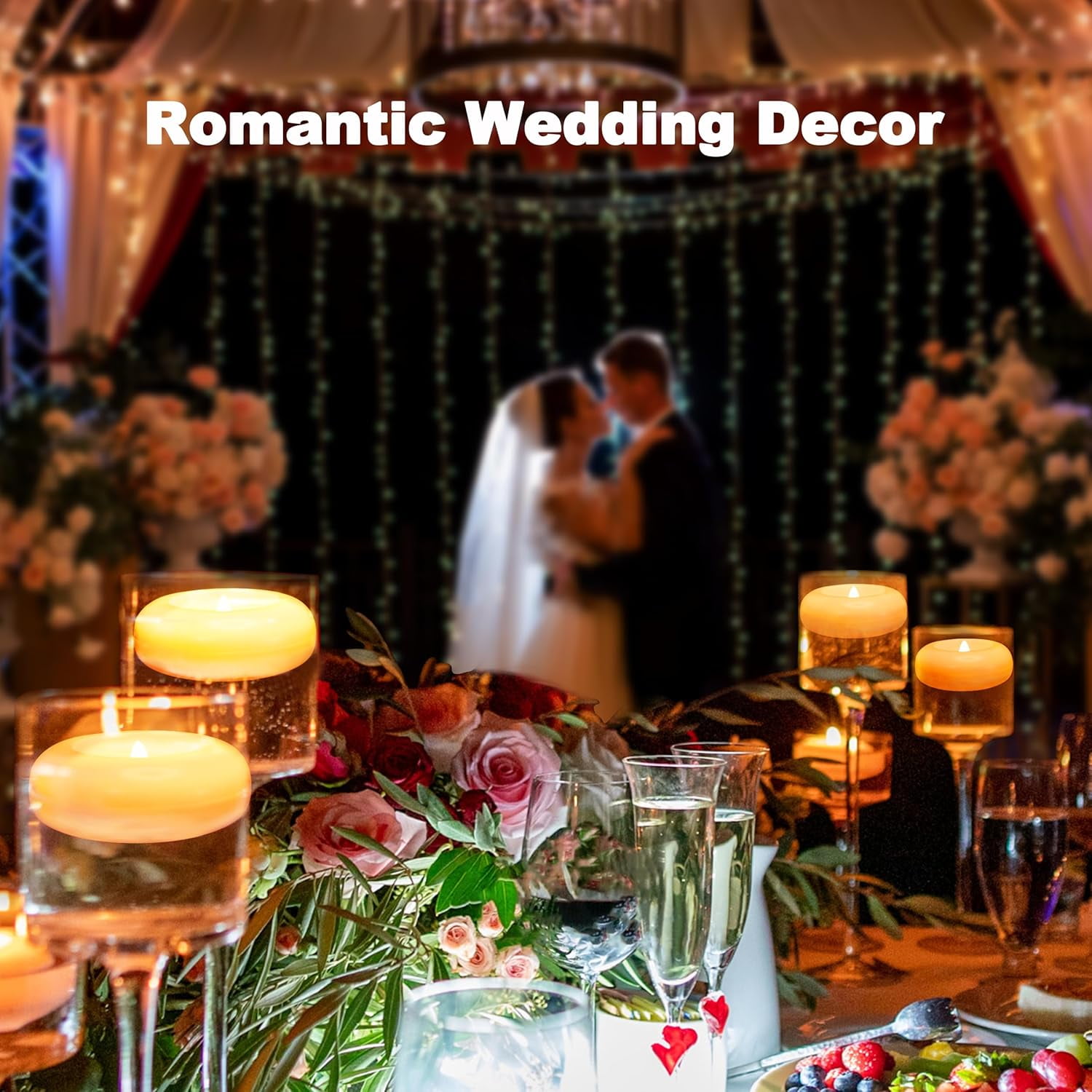 JUNCHI-24 Flameless LED Floating Candles, 3-Inch Plastic Battery ...