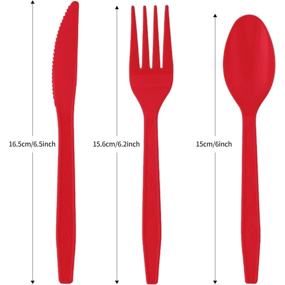 JUNCHI-240 Pcs Christmas Disposable Red Plastic Silverware Set ...