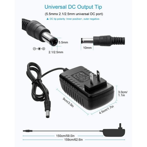 JUNCHI-24V 1A 24W DC Power Supply Adapter 100~240V AC to DC 24 Volt 1 ...
