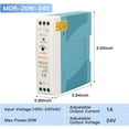 JUNCHI-24V MDR DIN Rail Power Supply 20W, AC 100V-240V to DC 24V ...