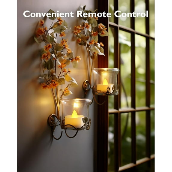 JUNCHI-24pcs Flameless LED Tea Lights with Remote & Timer, 400+Hours ...