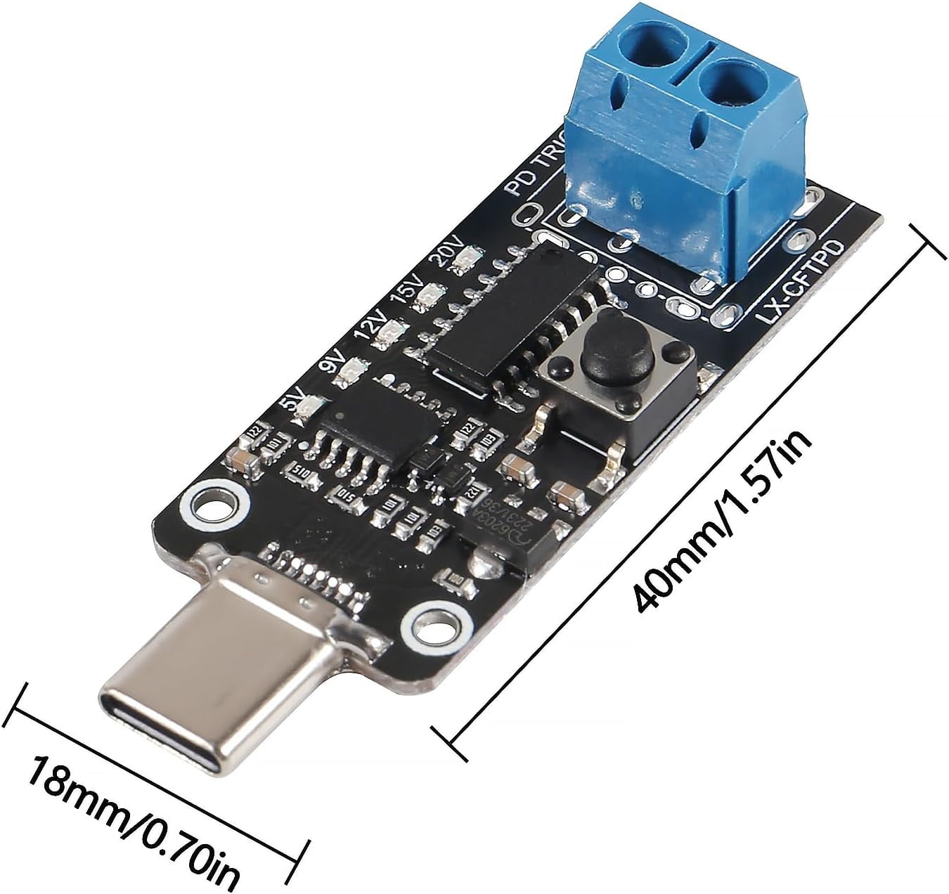 JUNCHI-2PCS 100W 5A USB-C Fast Charge USB-C PD QC DC 5V 9V 12V 15V 20V ...
