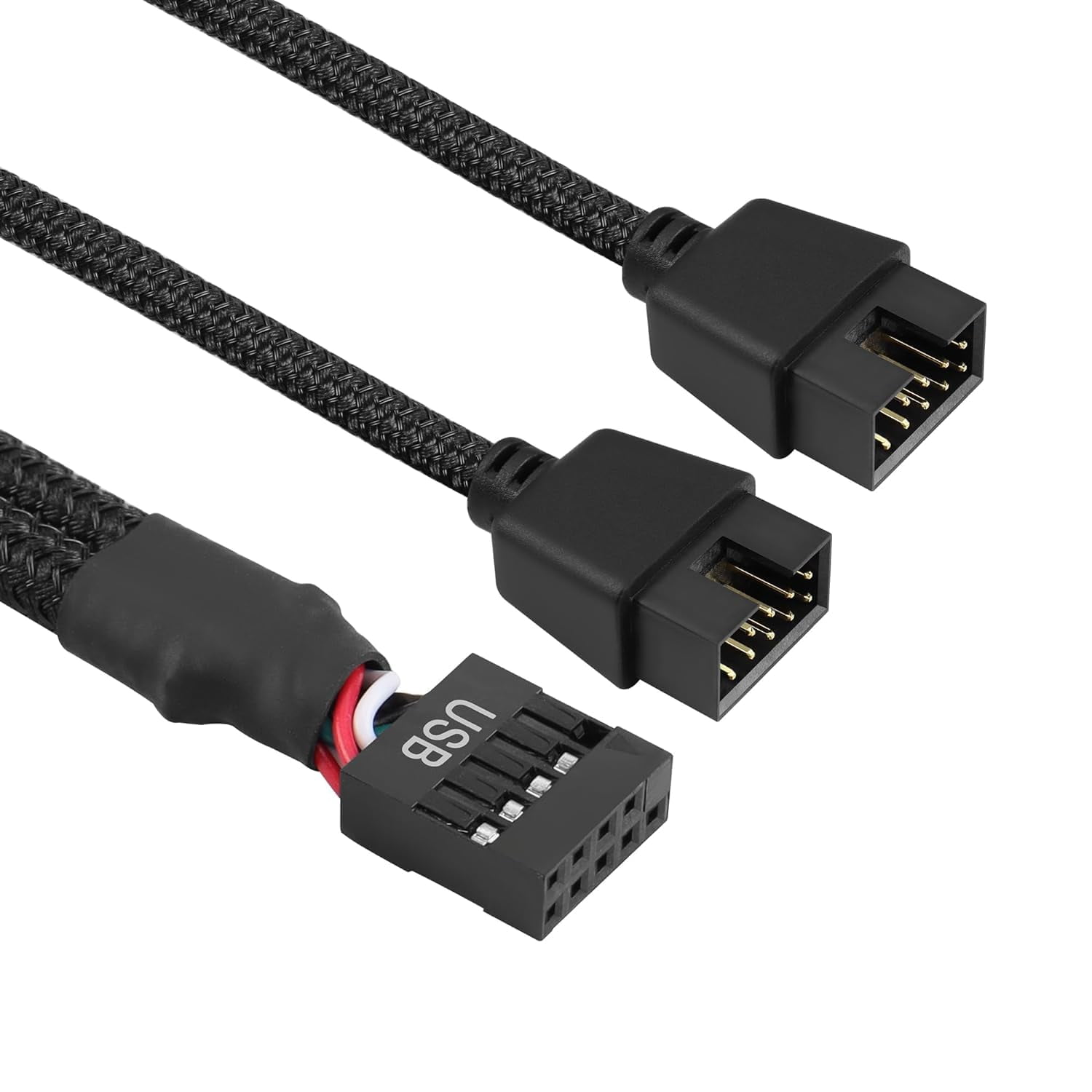 JUNCHI-2PCS USB 2.0 9Pin Female to Dual 9-Pin Male Extension Cable ...