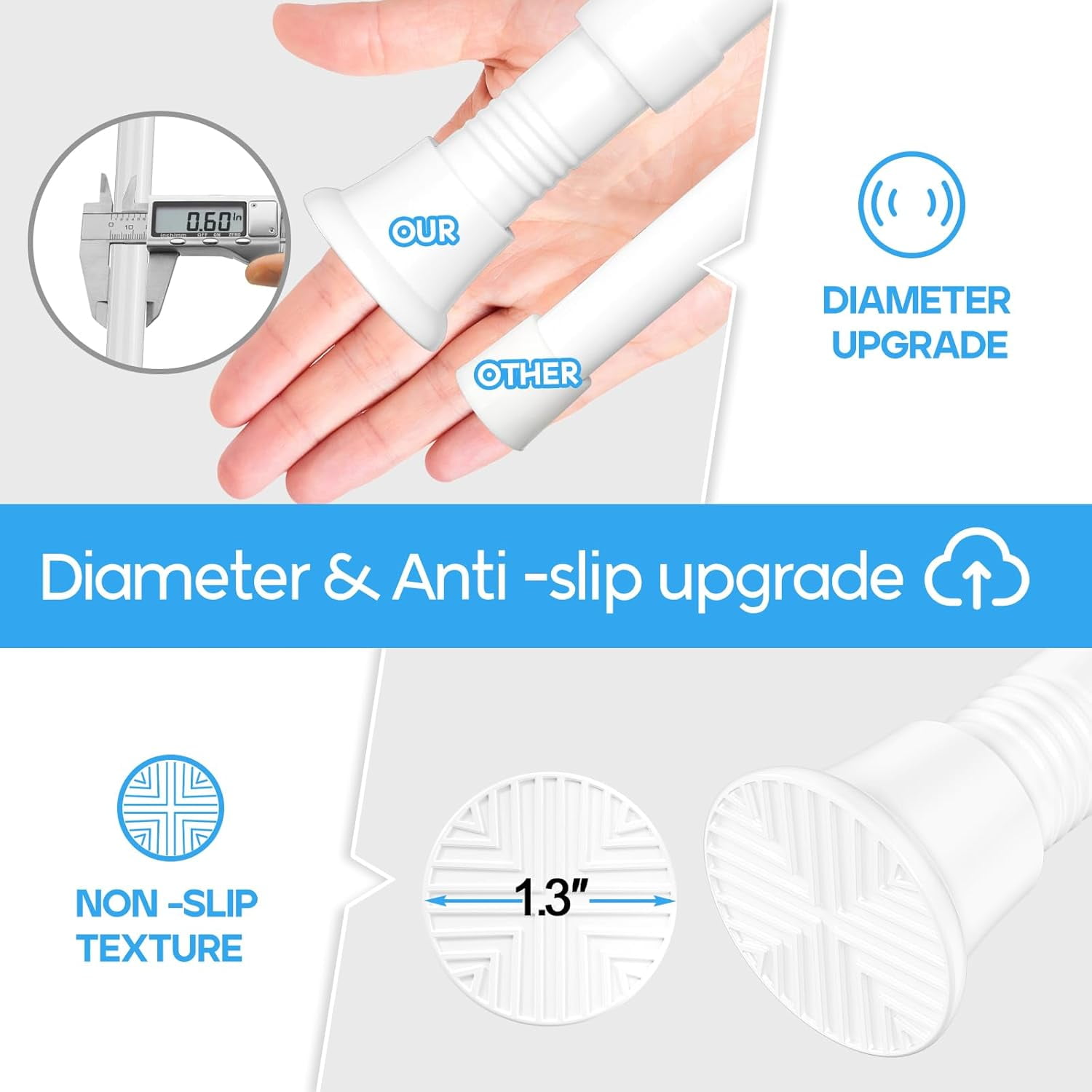 JUNCHI-2pack Spring Tension Rods 23-46 Inch Adjustable White Tension ...