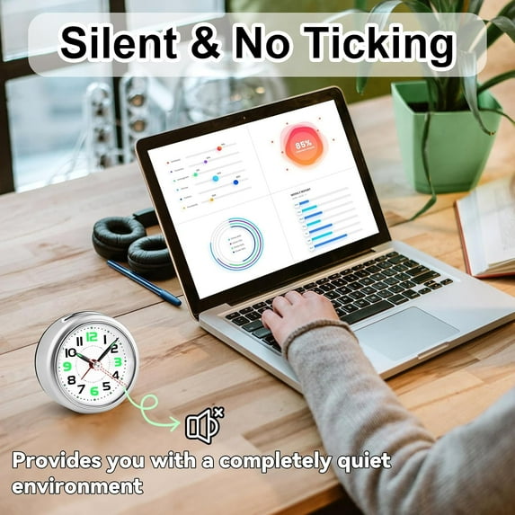 JUNCHI-3.27'' Analog Alarm Clock, Small Battery Operated Analog Travel ...