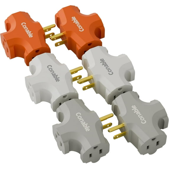 JUNCHI-3-Outlet Adapter, 3 Prong Plug Extender, Heavy-Duty Grounded ...