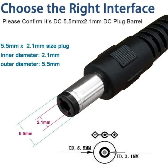 JUNCHI-3-Pack 4ft USB 2.0 A Type Male to DC 5.5 x 2.1mm DC 5V Power ...